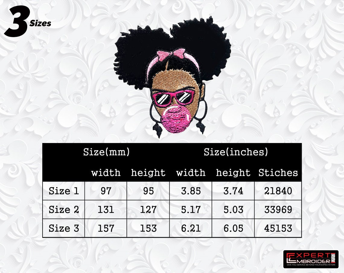 Black Afro Woman Embroidery Design, Cool Afro Woman Embroidery Design ...