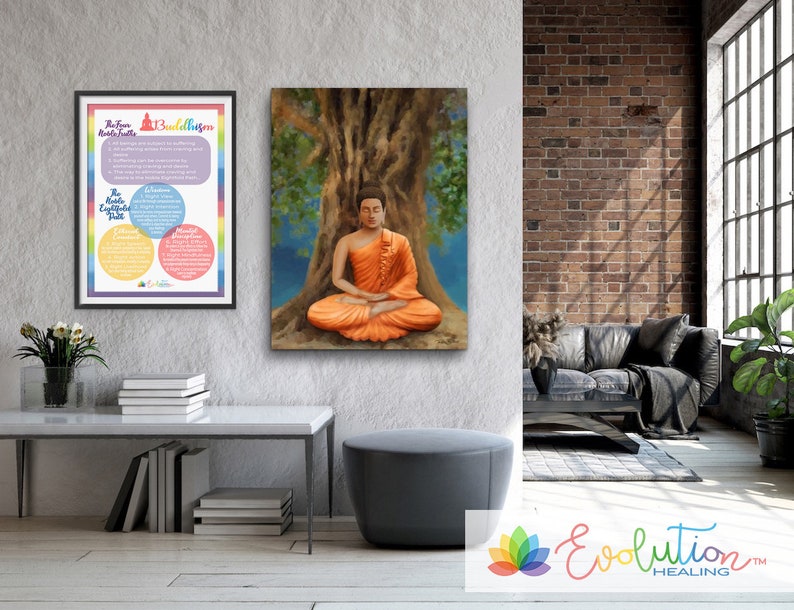 Buddha Under the Bodhi Tree Painting, Beautiful Buddha Print, Printable ...