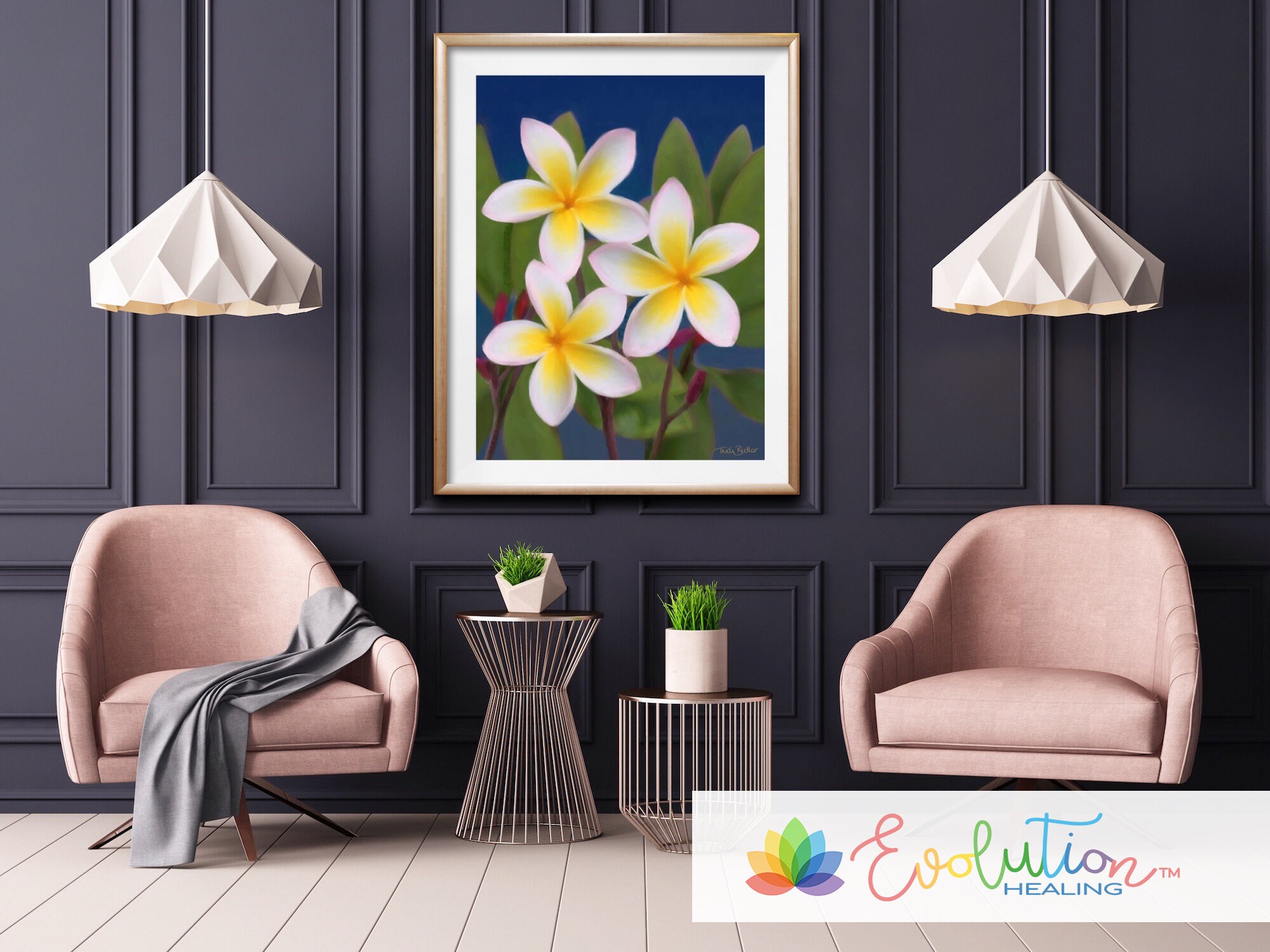 Stunning Painting of Frangipani Flowers, White & Yellow Flower Print ...