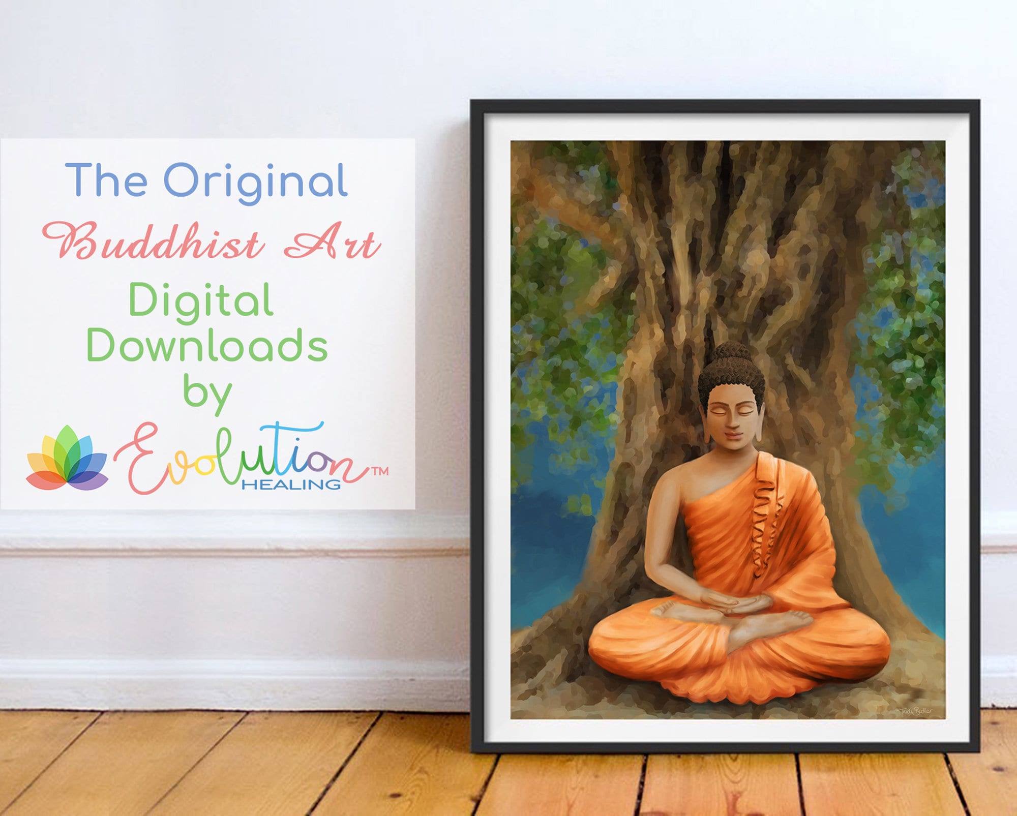 Buddha Under the Bodhi Tree Painting, Beautiful Buddha Print, Printable ...
