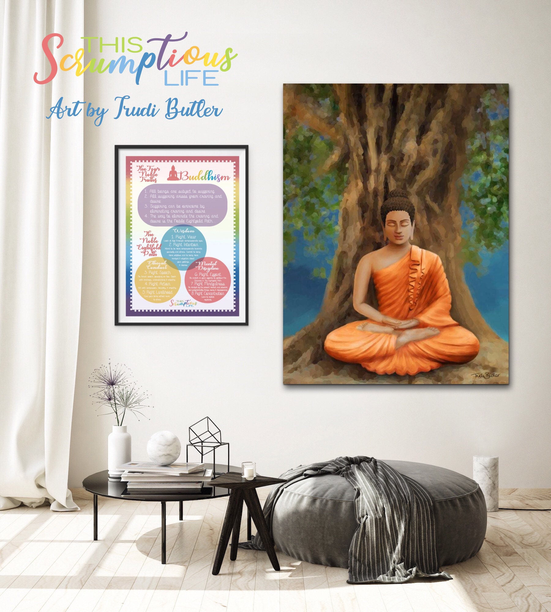 Buddhism Main Concepts Information Poster Buddhism Basics | Etsy