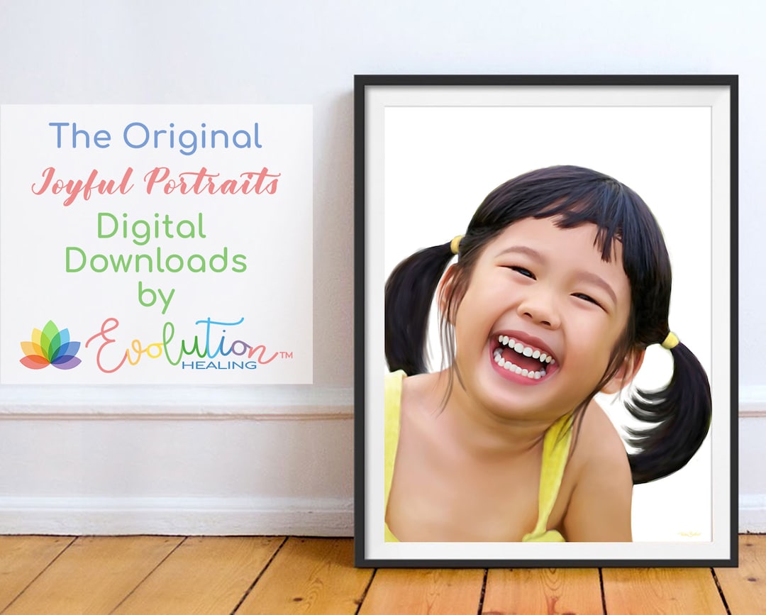 Laughing Girl Print, Original Joyful Portrait 108, Printable Digital ...