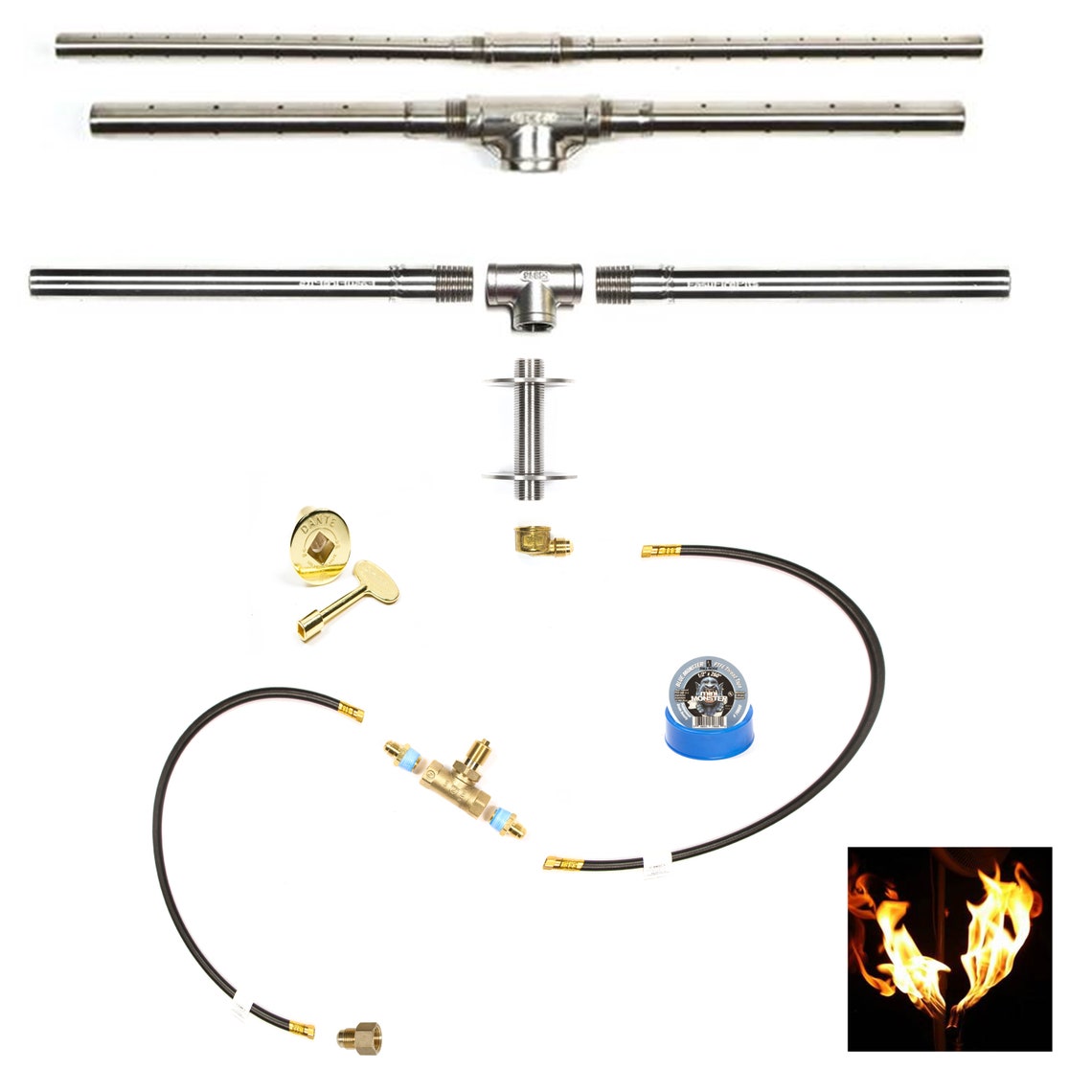 K++ Universal Pre-plumbed DIY Gas Fire Pit Kit - Includes Burner Choice ...