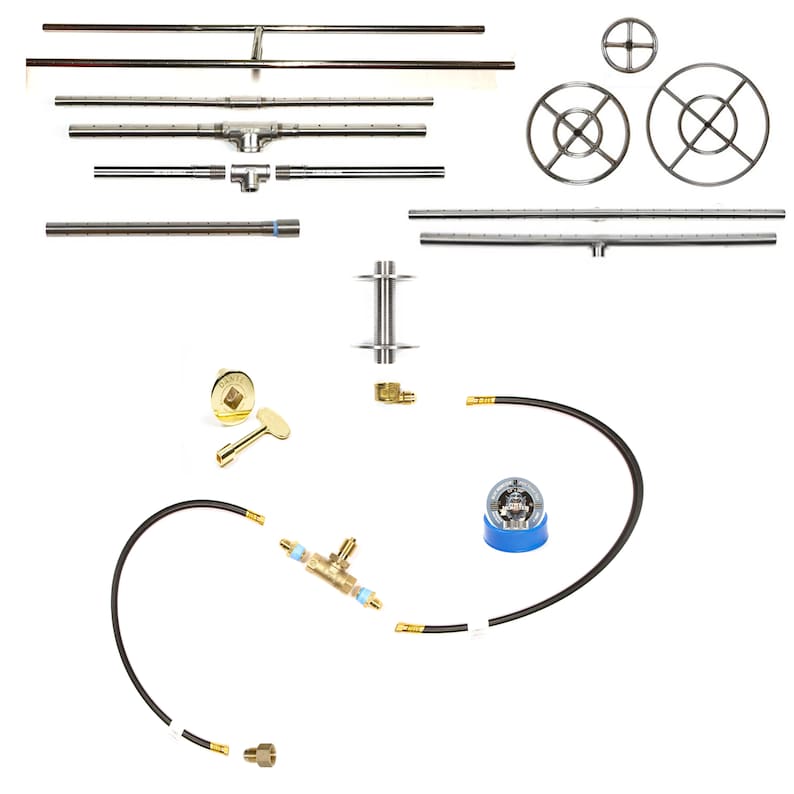 K++ Universal Pre-plumbed DIY Gas Fire Pit Kit - Includes Burner Choice ...