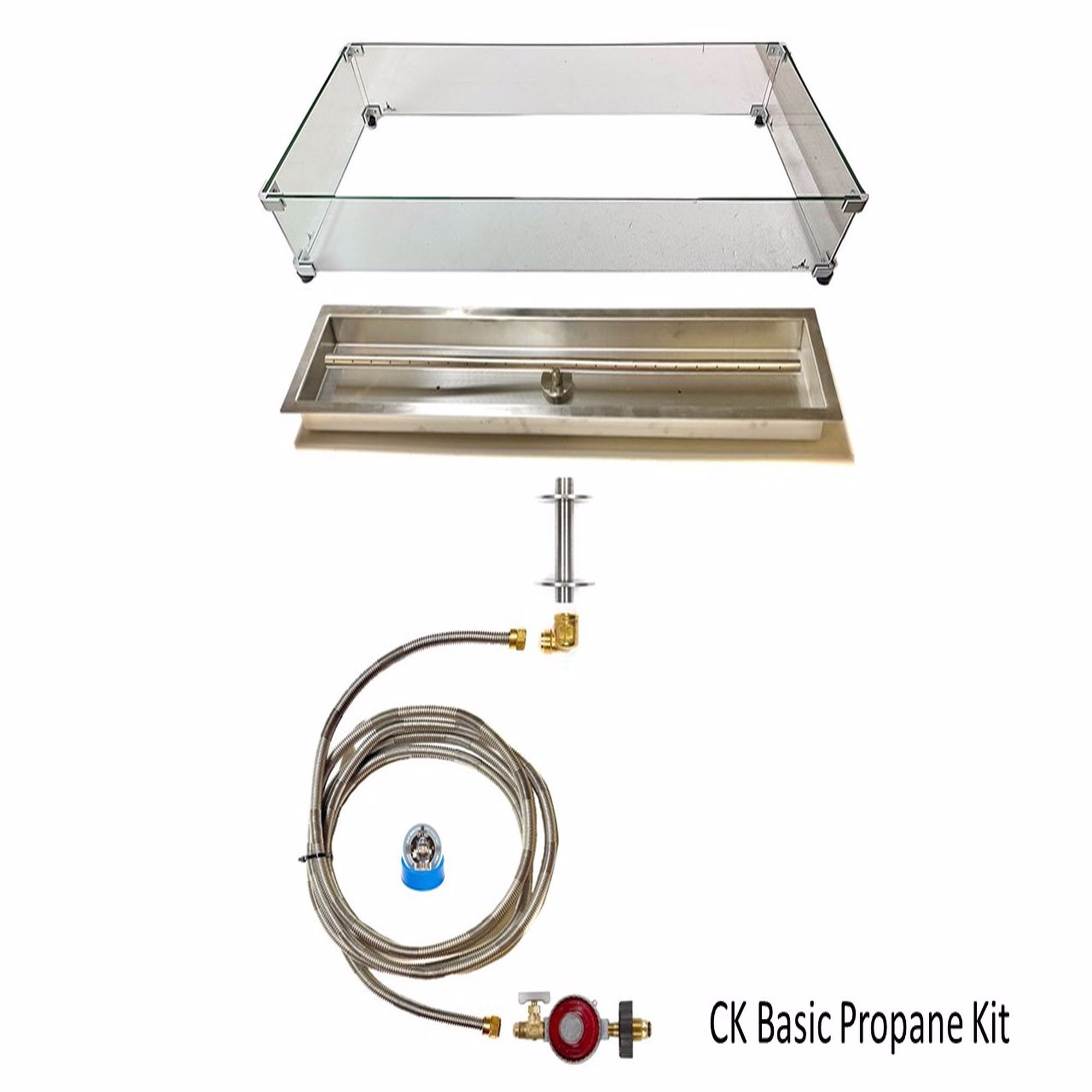 DIY Pro Deluxe Linear Fire Table Kit W/ Windscreen, Pan, Burner, and ...
