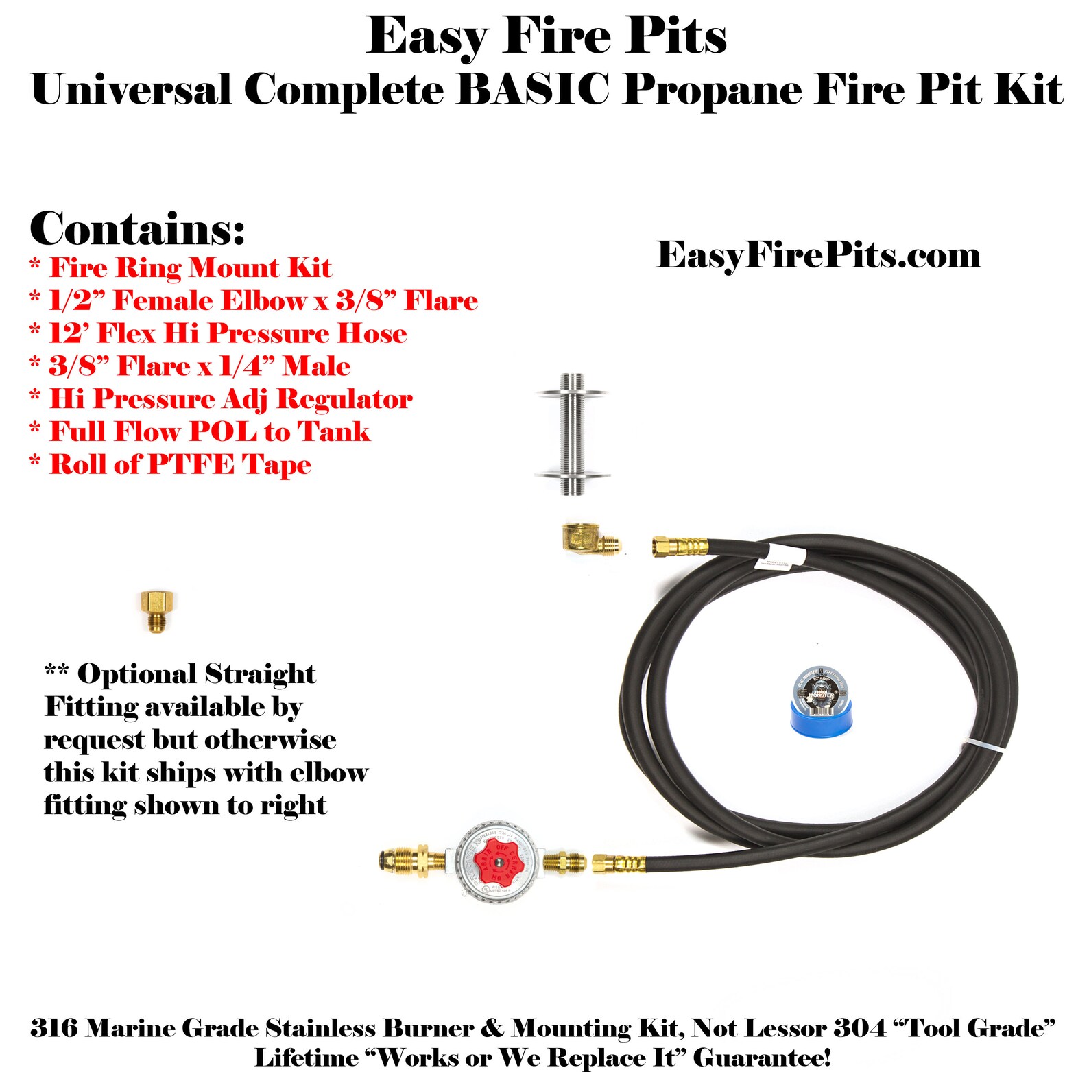 CK Universal Propane Complete BASIC Fire Pit Kit and Choice of Gas ...