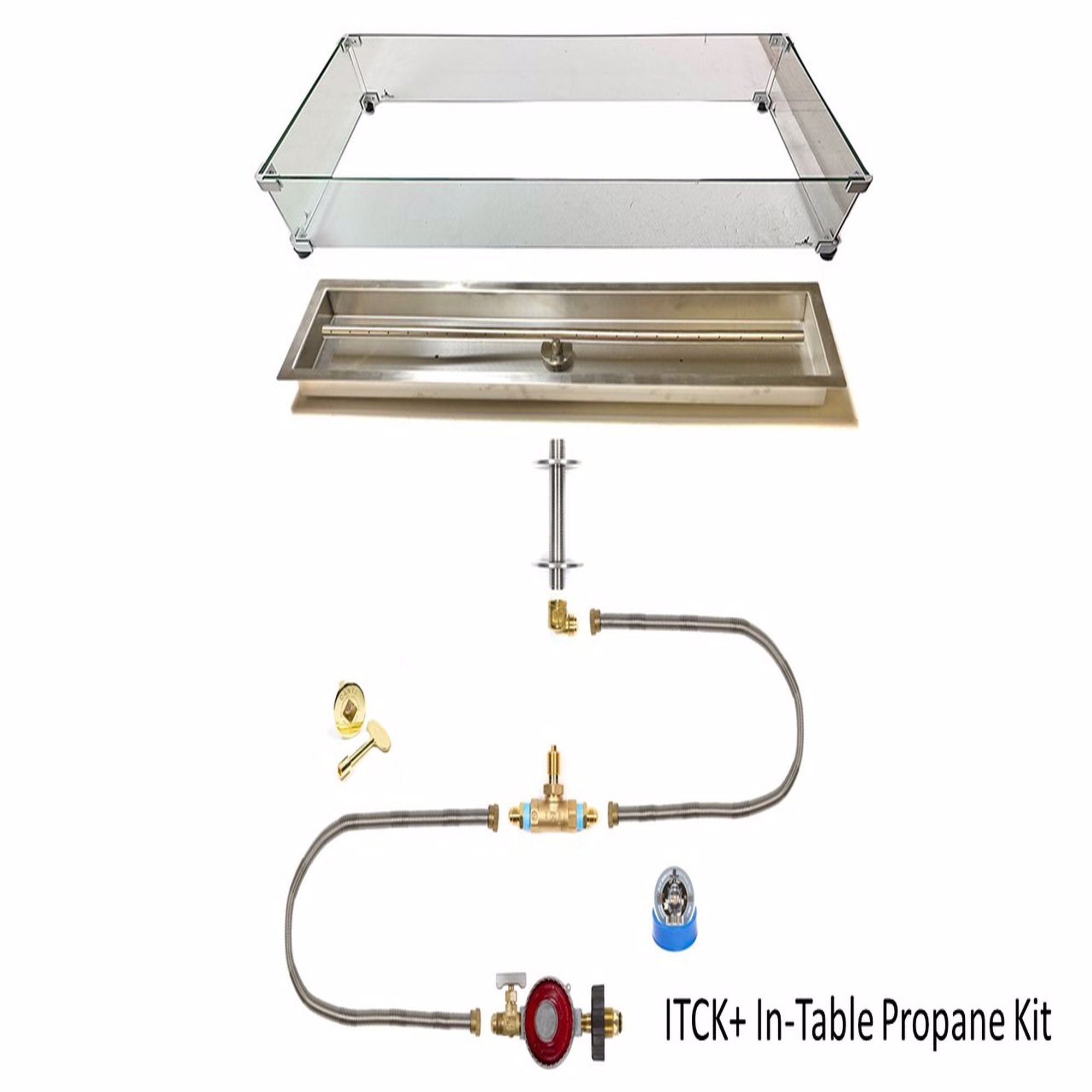 DIY Pro Deluxe Linear Fire Table Kit W/ Windscreen, Pan, Burner, and ...