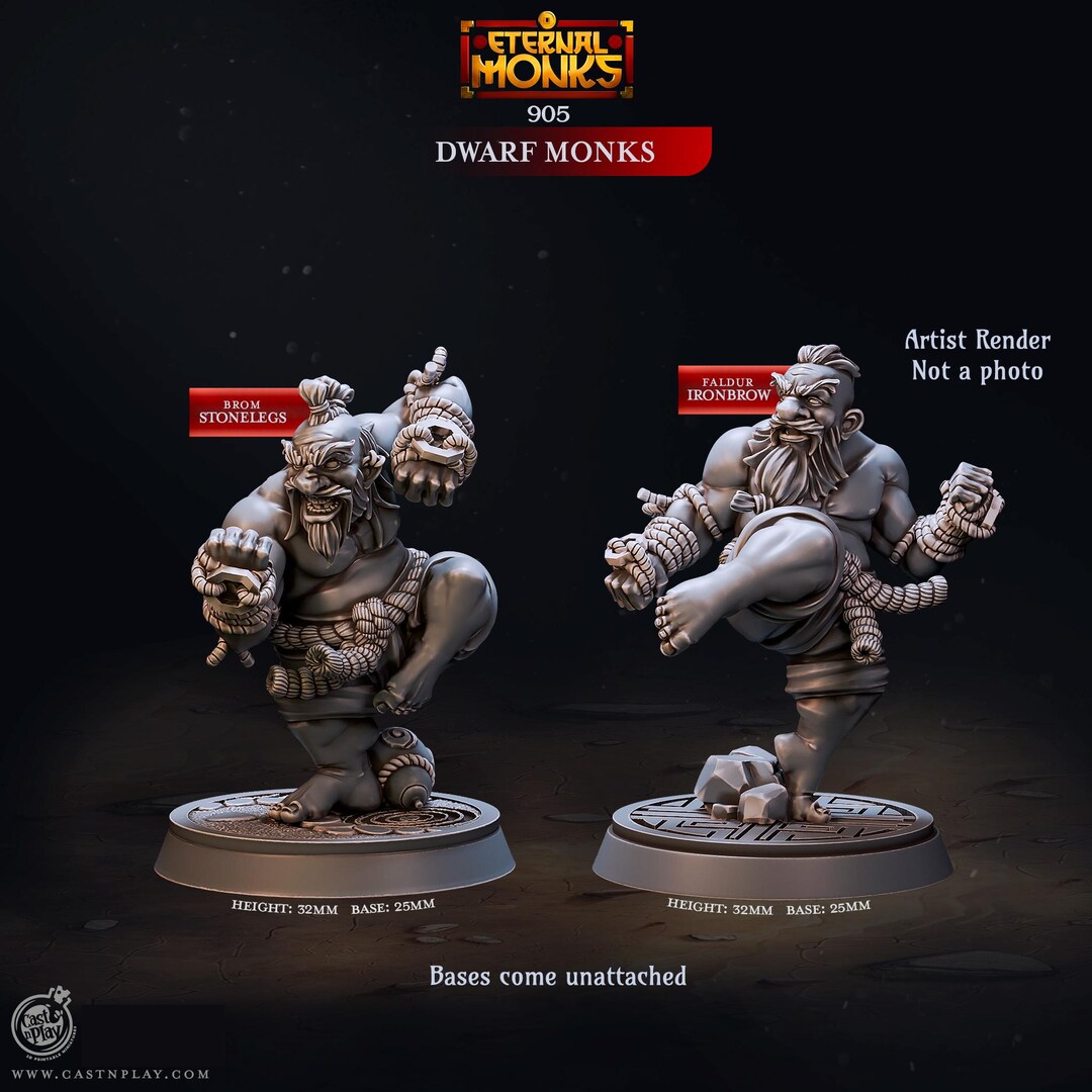 Dwarf Monks Eternal Monks 2 Poses Cast N Play Dungeons and Dragons 3d ...