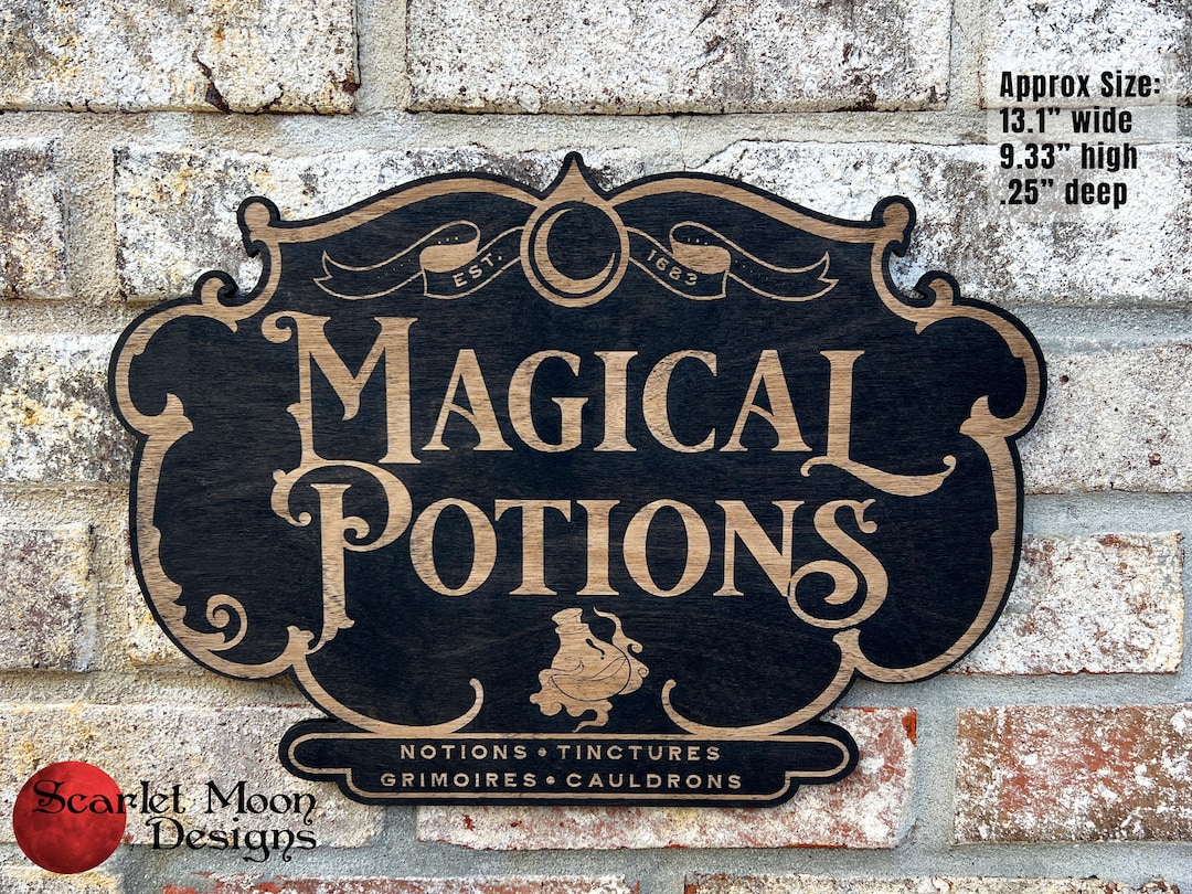 Magical Potions Sign | 2 Versions | 13.1" W X 9.3" H X .25" D | Wizard ...