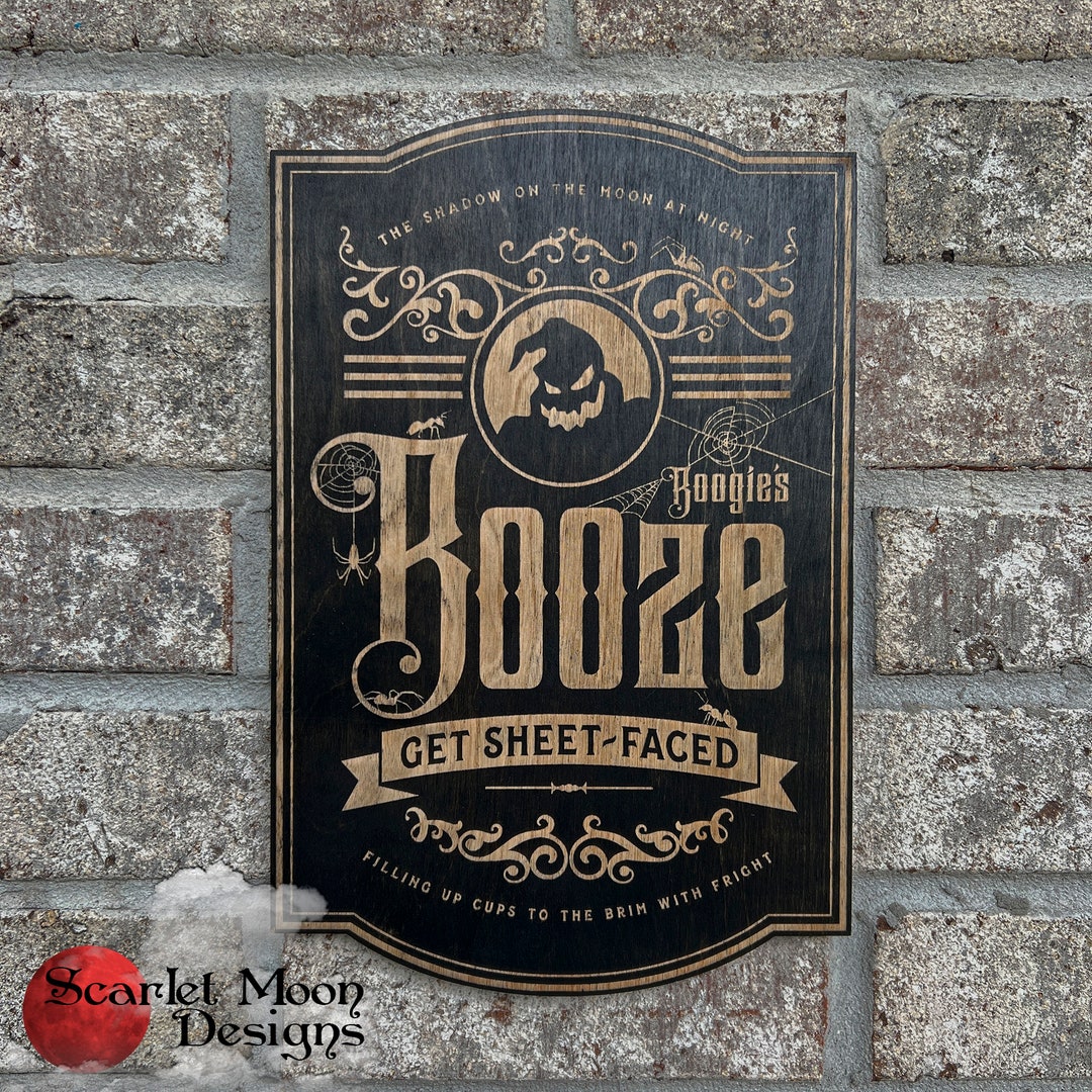 Halloween Sign Ghost Sign Booze Oogie 7.5 X 11.25 X - Etsy