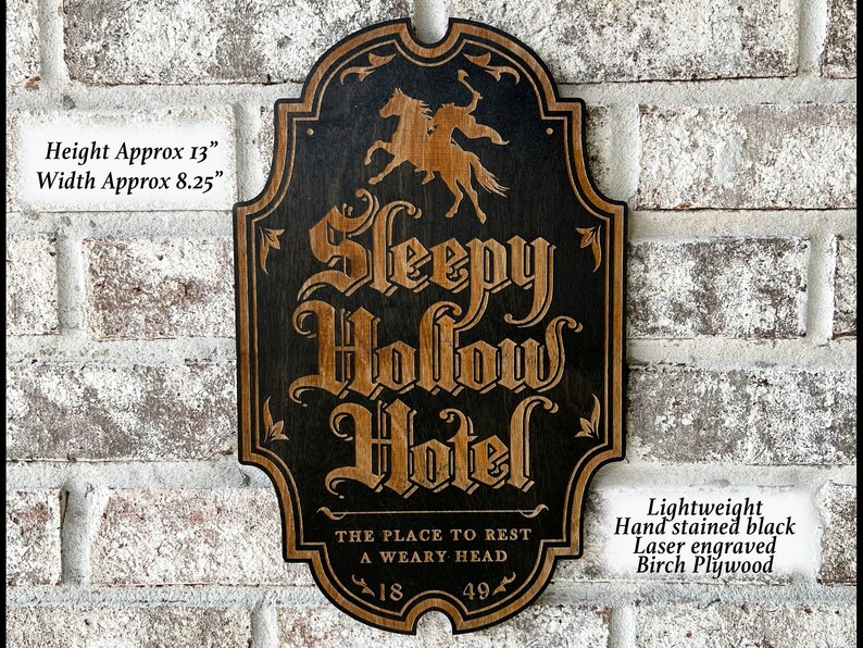 Sleepy Hollow Inn Hotel Sign Headless Horseman 13 X - Etsy