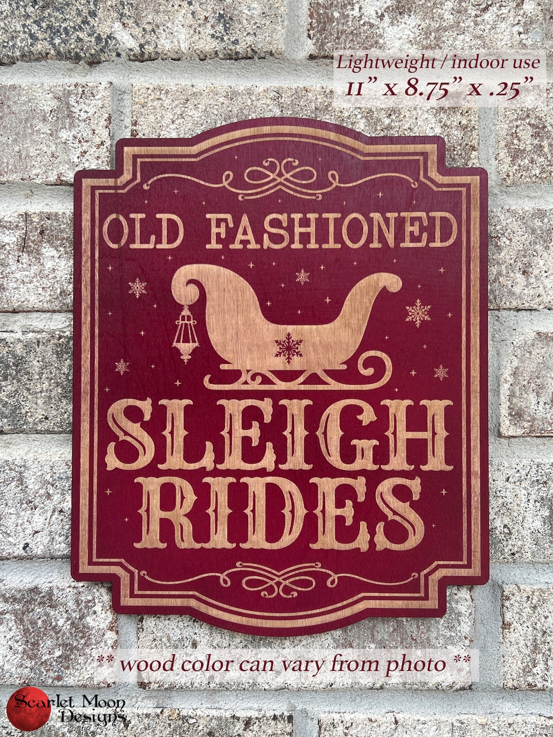 Sleigh Ride Sign Christmas Sign 11 Long X 8.75 Wide X .25 Deep Holiday ...