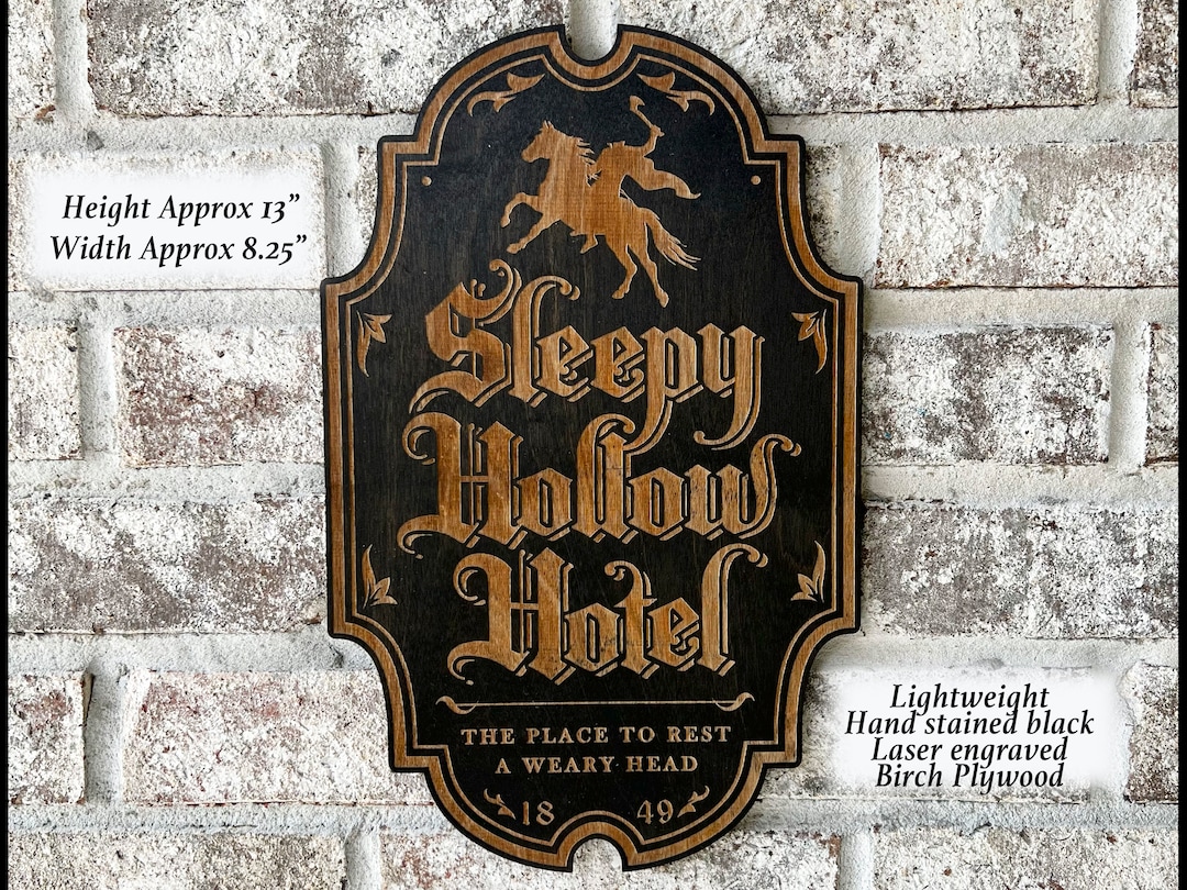 Sleepy Hollow Inn Hotel Sign | Headless Horseman | 13" H X 8.5" W X .25 ...