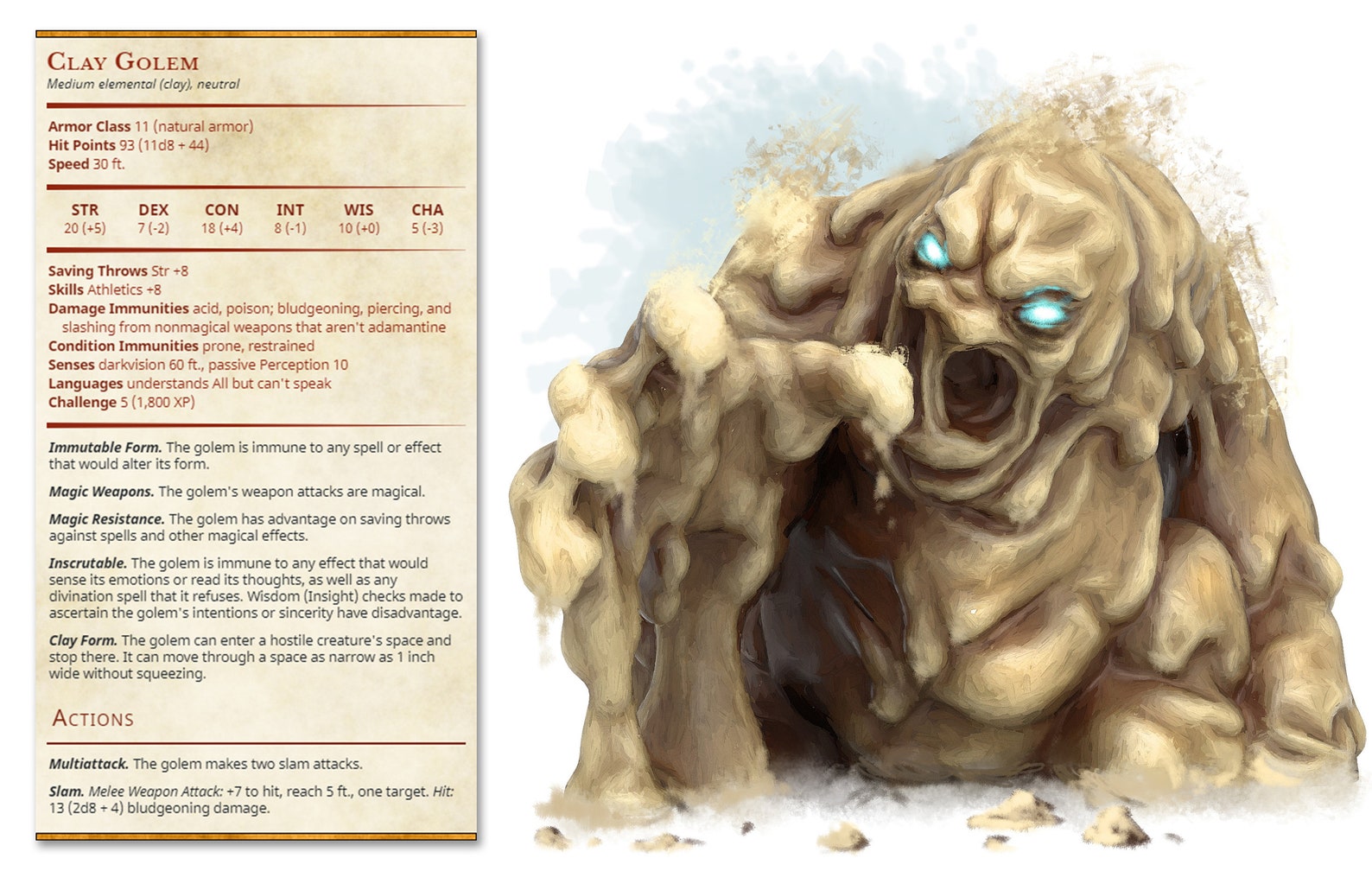 Clay Golem Golem Mud Monster Printed Obsession D&D and - Etsy Italia