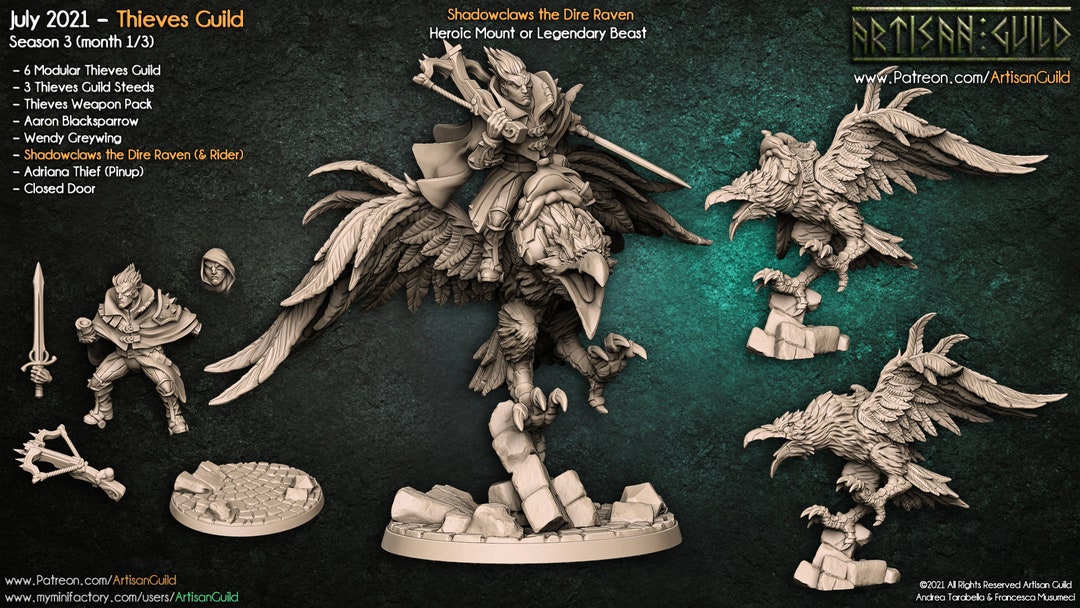 Shadowclaws Dire Raven Demon Bird Thieves Guild Artisan Guild D&D and ...