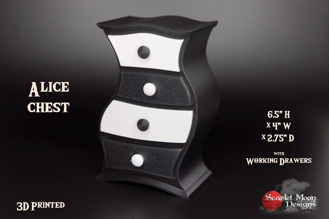 Alice Chest | 4 Drawer Curvy Accessory Chest | 3D Printed | 6.5" H X 4 ...