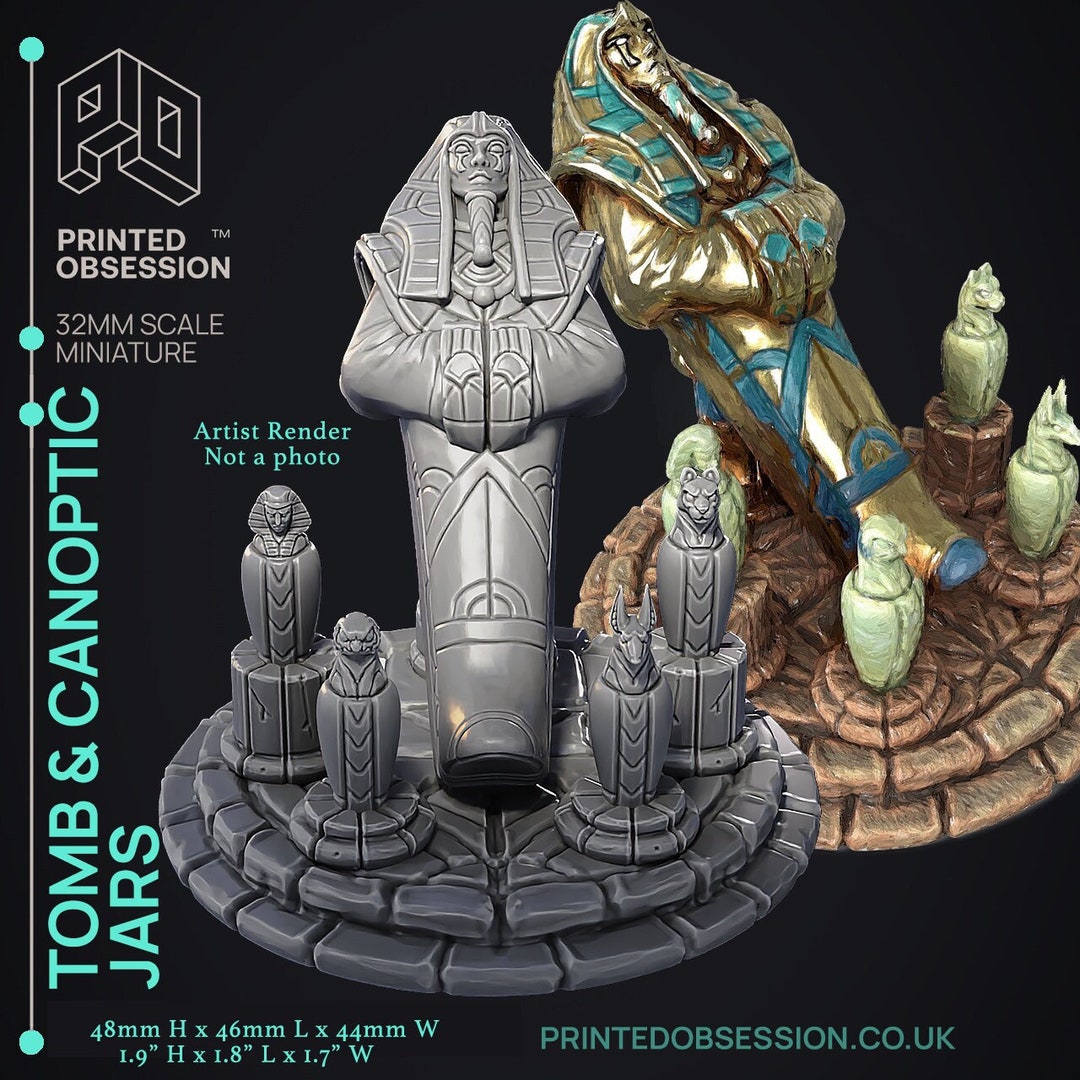 Egyptian Tomb and Canopic Jars Printed Obsession 32mm Scale Miniature ...