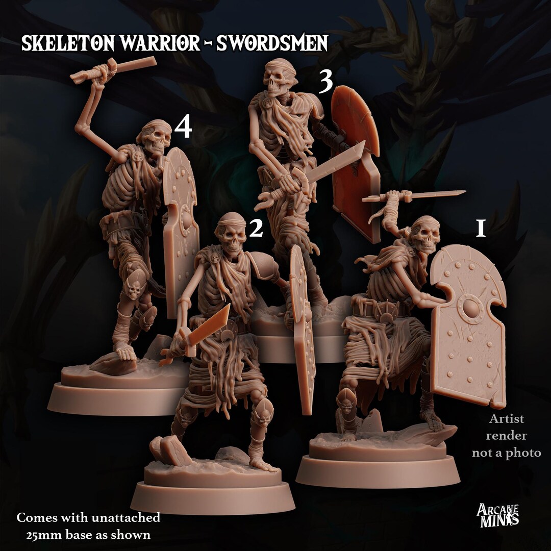Skeleton Warrior Swordsmen Tomb of Extinction Arcane Minis Dungeons and ...