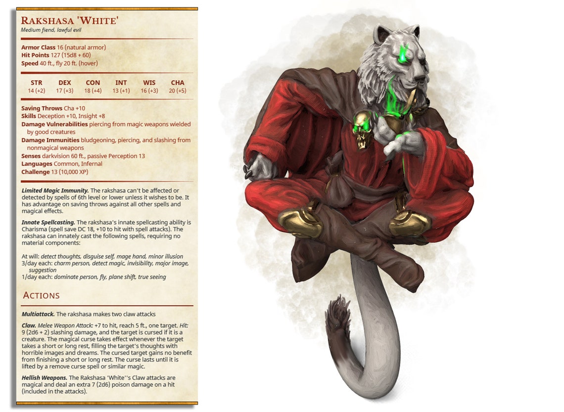 White the Rakshasa Tabaxi Caravan Catfolk Cat People - Etsy
