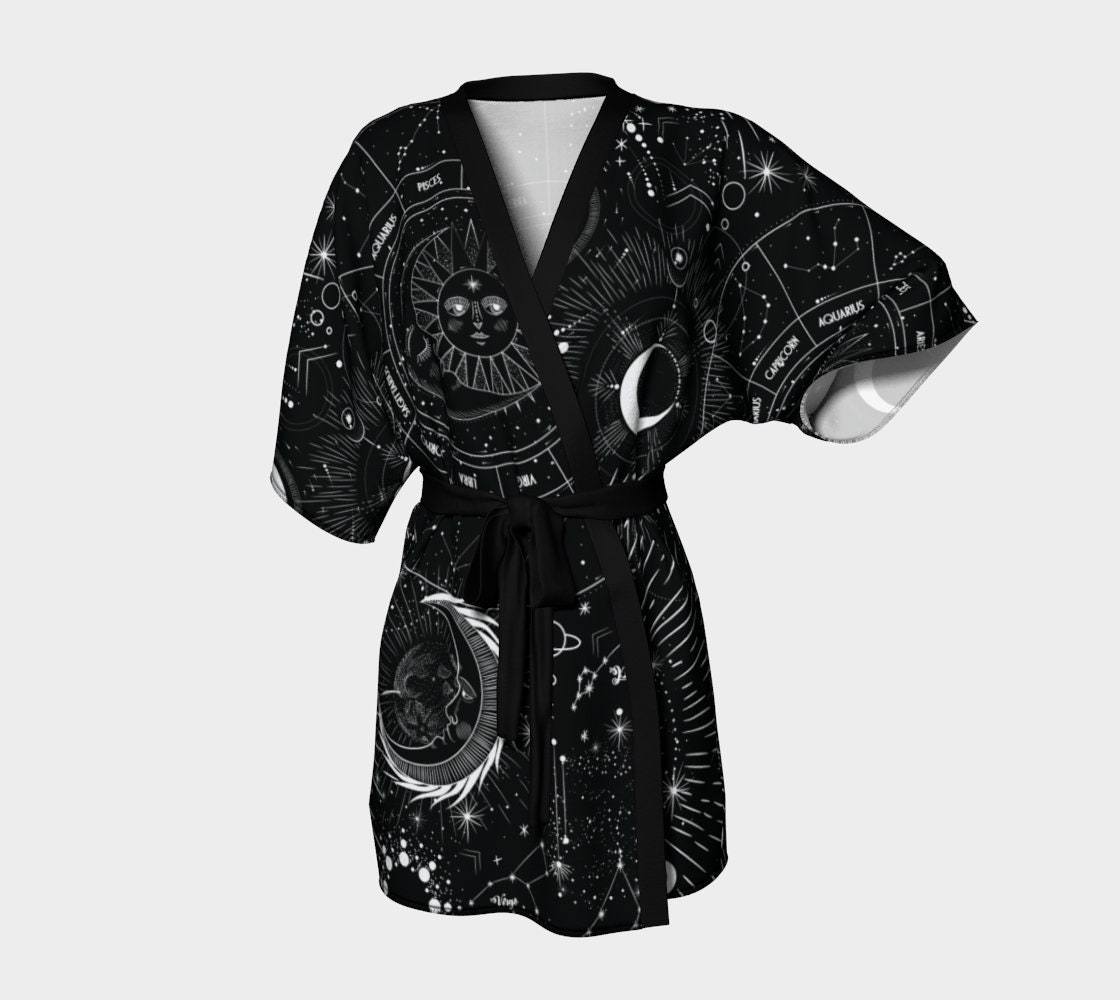 Black Celestial Kimono Robe Celestial Robe Celestial - Etsy