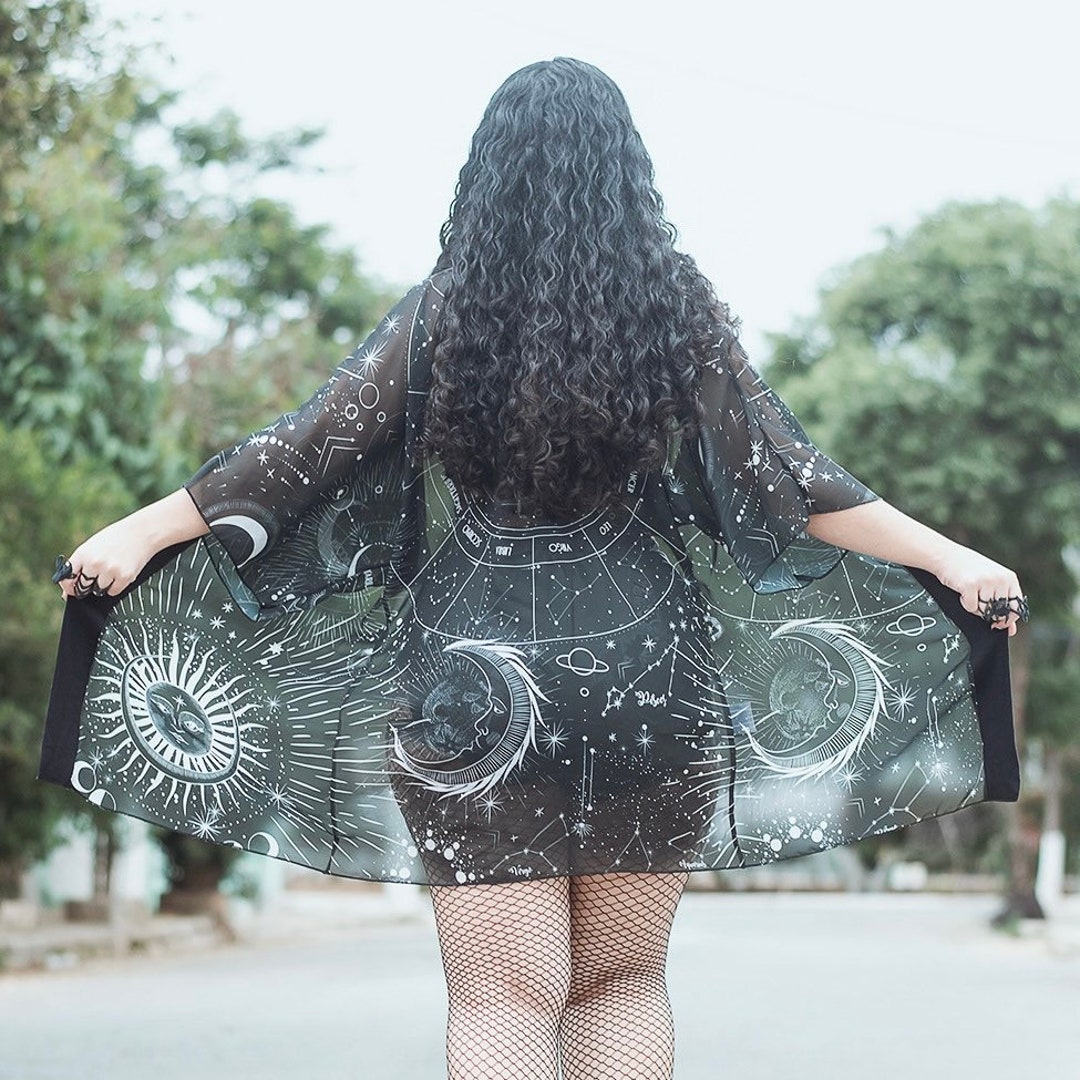 Black Celestial Kimono Robe Celestial Robe Celestial Kimono Zodiac ...