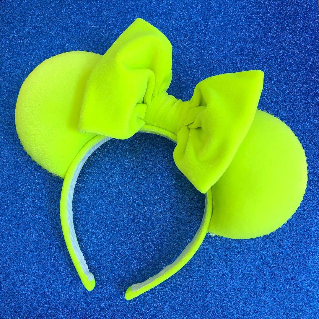 Neon Velvet Minnie Mouse Ears Yellow Minnie Ears Velvet - Etsy
