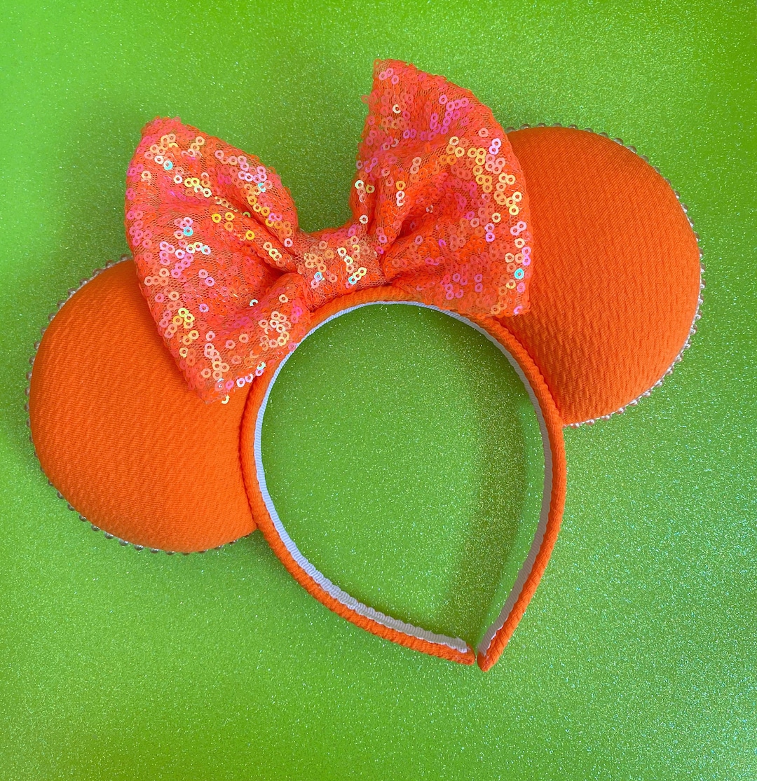 Bright Orange Minnie Mouse Ears Summer Minnie Ears Sequins - Etsy