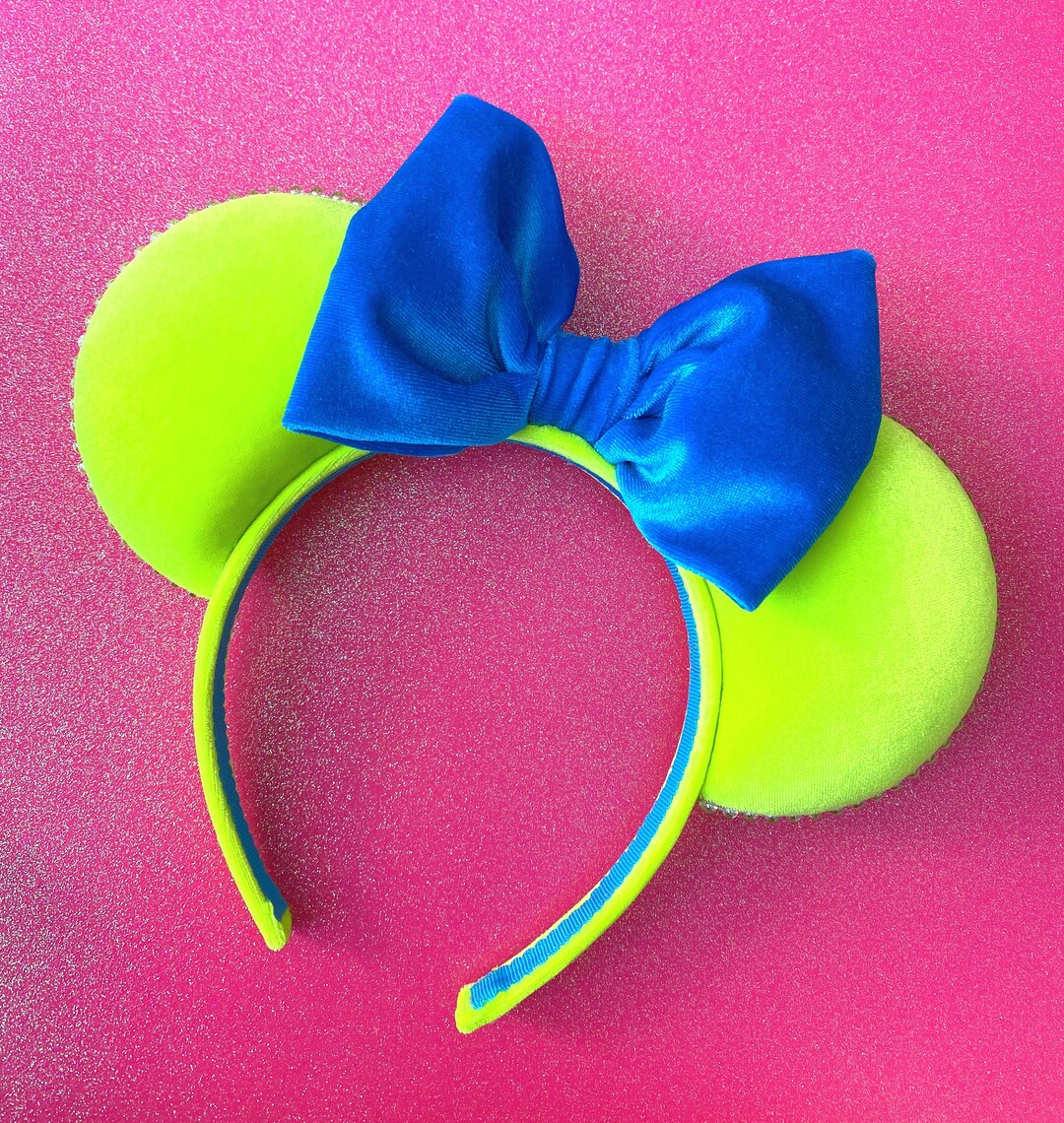 Neon Velvet Minnie Mouse Ears Yellow Minnie Ears Blue - Etsy