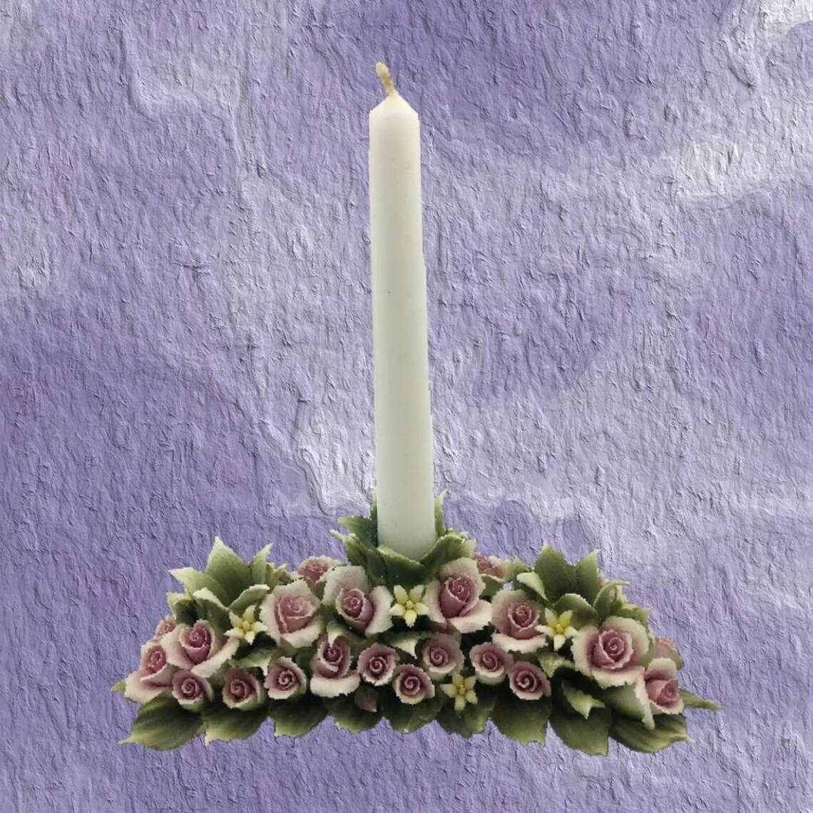 Handmade Porcelain Floral Candlestick Holders Italian Capodimonte Style ...