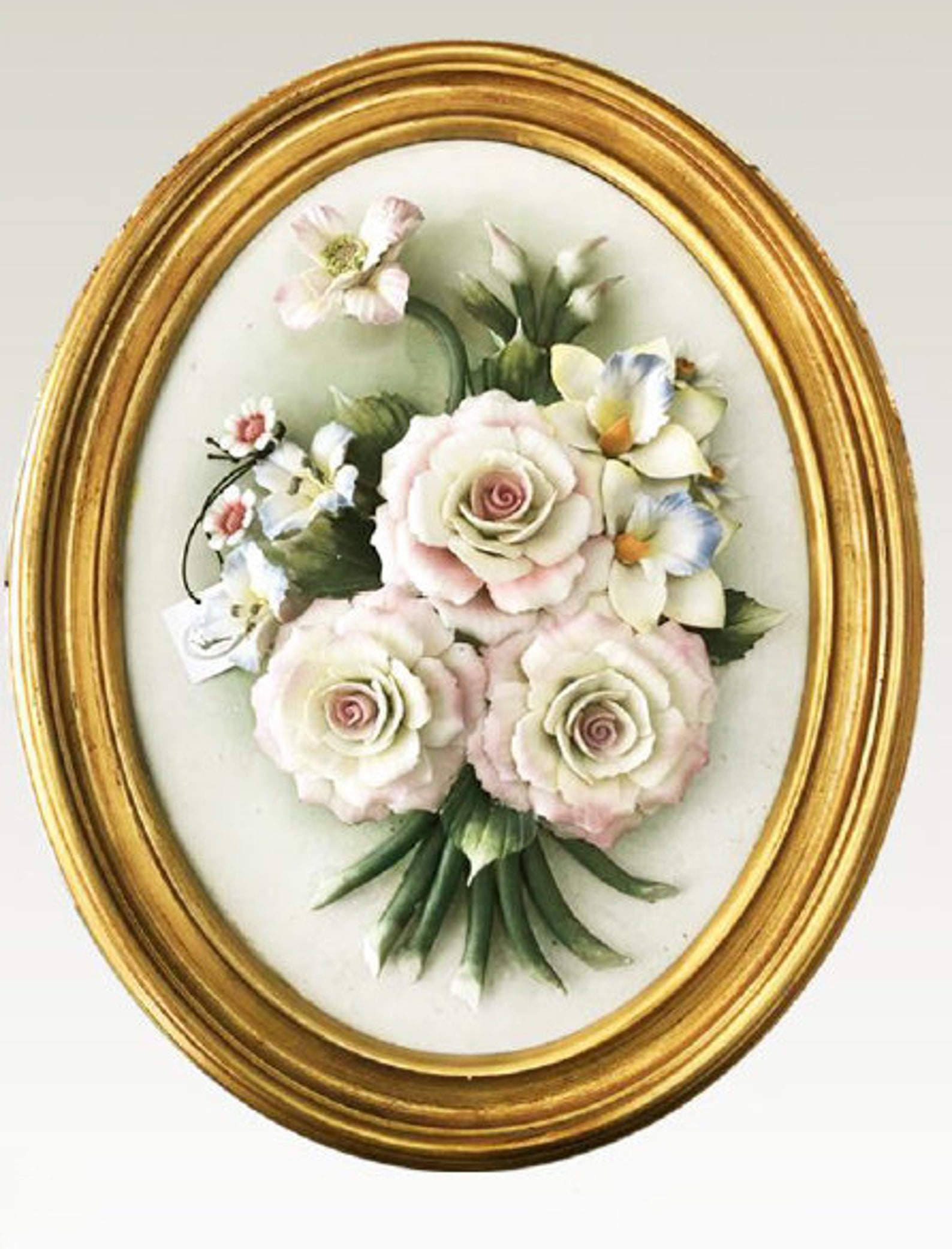 Handmade Capodimonte Style Porcelain Flower Bouquet in Oval - Etsy