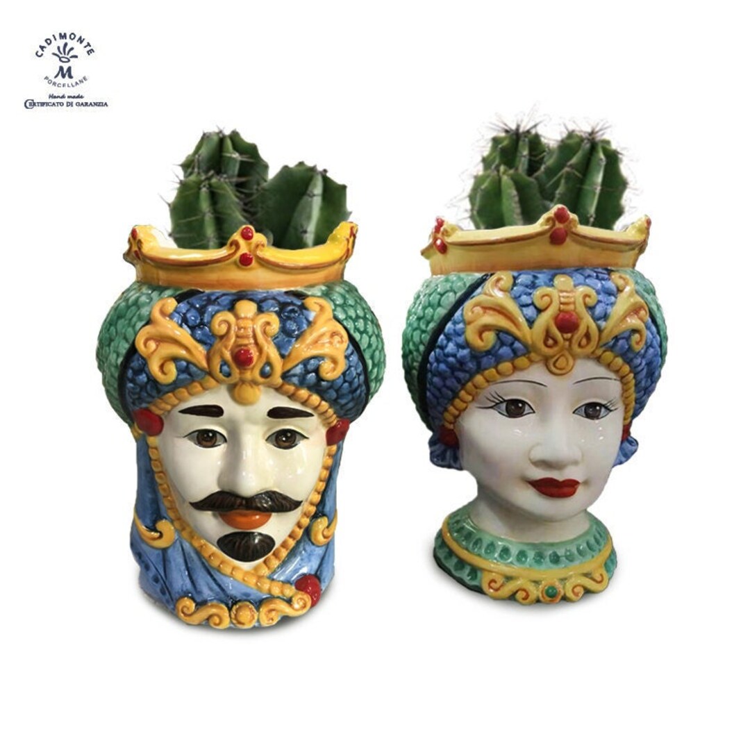 Sicilian Head, Moor Heads, Fully Handcrafted and Hand-painted Head Vase ...