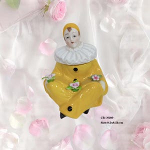 Antique Porcelain Figurine, Jewelry Box, Seated Yellow Clown - Etsy