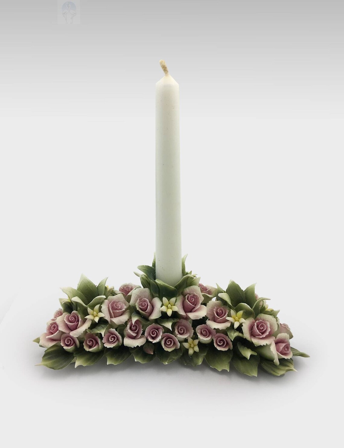 Handmade Porcelain Floral Candlestick Holders Italian Capodimonte Style ...