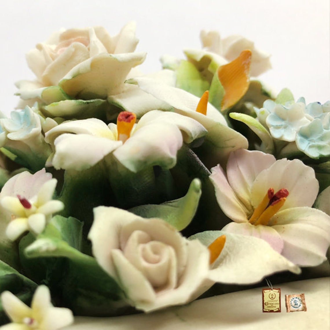 Handmade Capodimonte Style Centerpiece Porcelain Forever Flower and ...