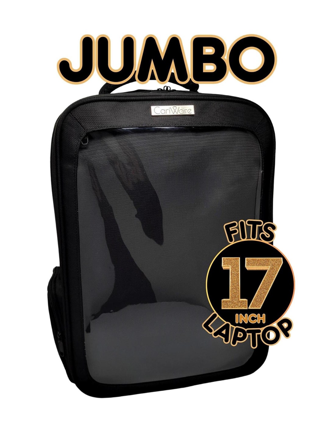 JUMBO Extra Large Ita Backpack Black Pin Display Bag, 17 Laptop Bag ...