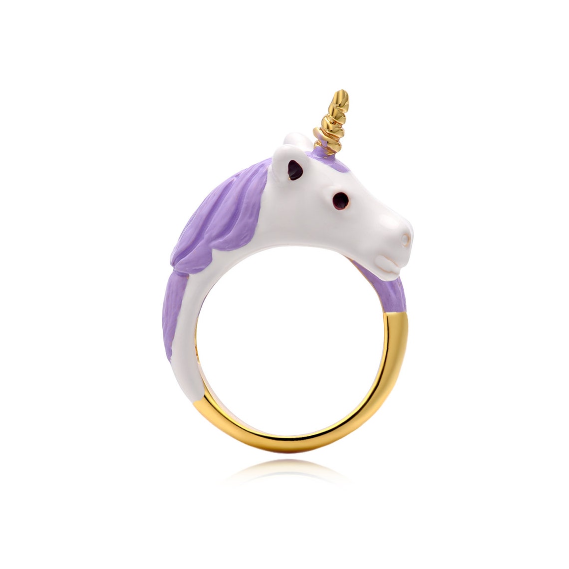 Purple Unicorn Ring: 18K Gold Plated Adjustable Enamel Ring - Etsy