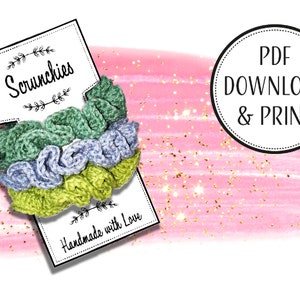 PRINTABLE Scrunchies TEMPLATE Display Card Scrunchie Label Tag ...