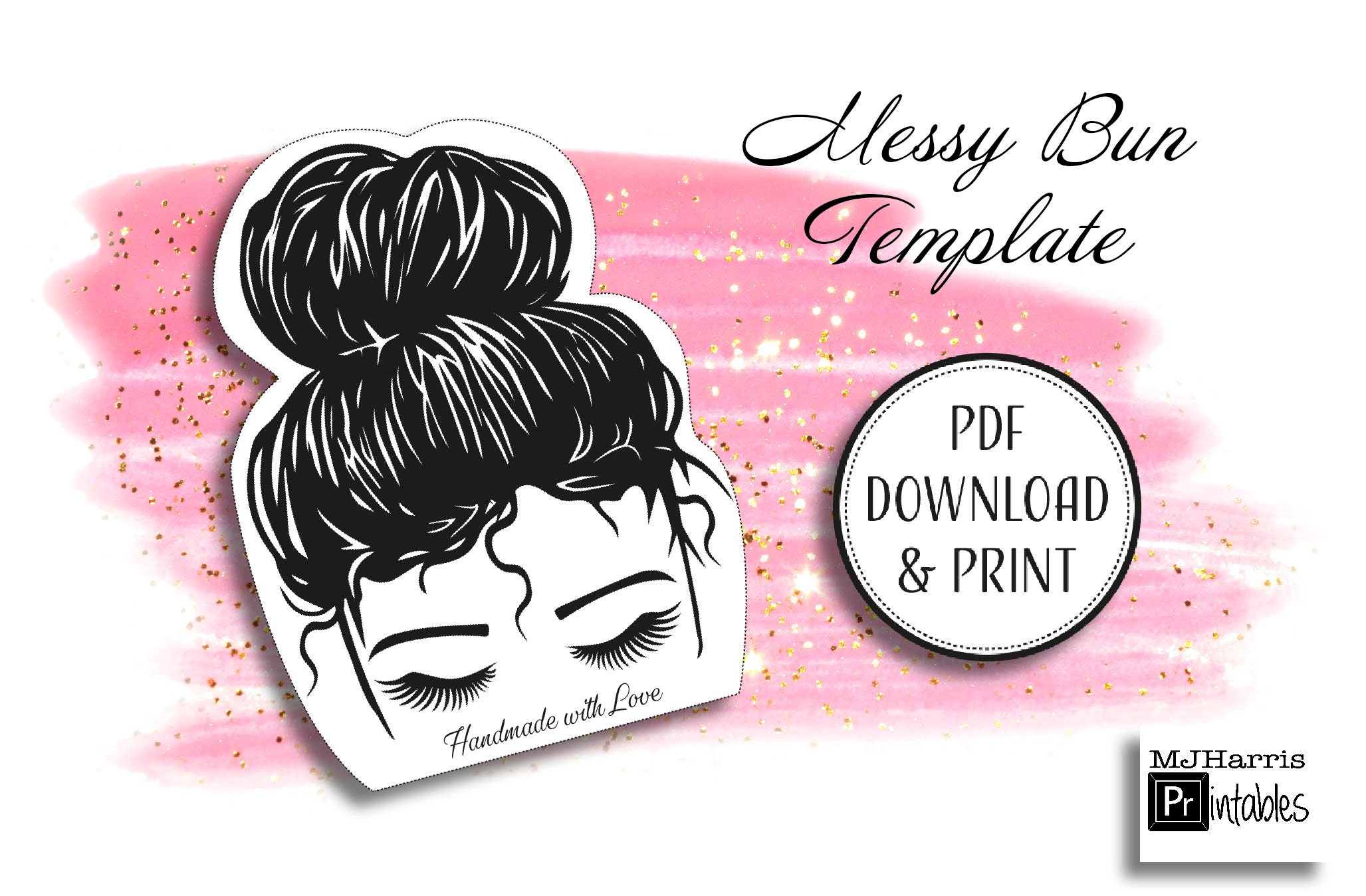 Messy Bun Template Headband Packaging Earwarmers Label Instant | Etsy