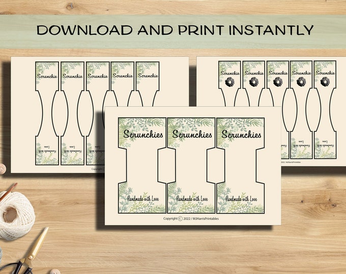 PRINTABLE Scrunchies Template Display Card Scrunchie Tag Label ...