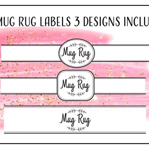 Mug Rug Label Bundle of Print at Home Tags, Display Cards Templates ...