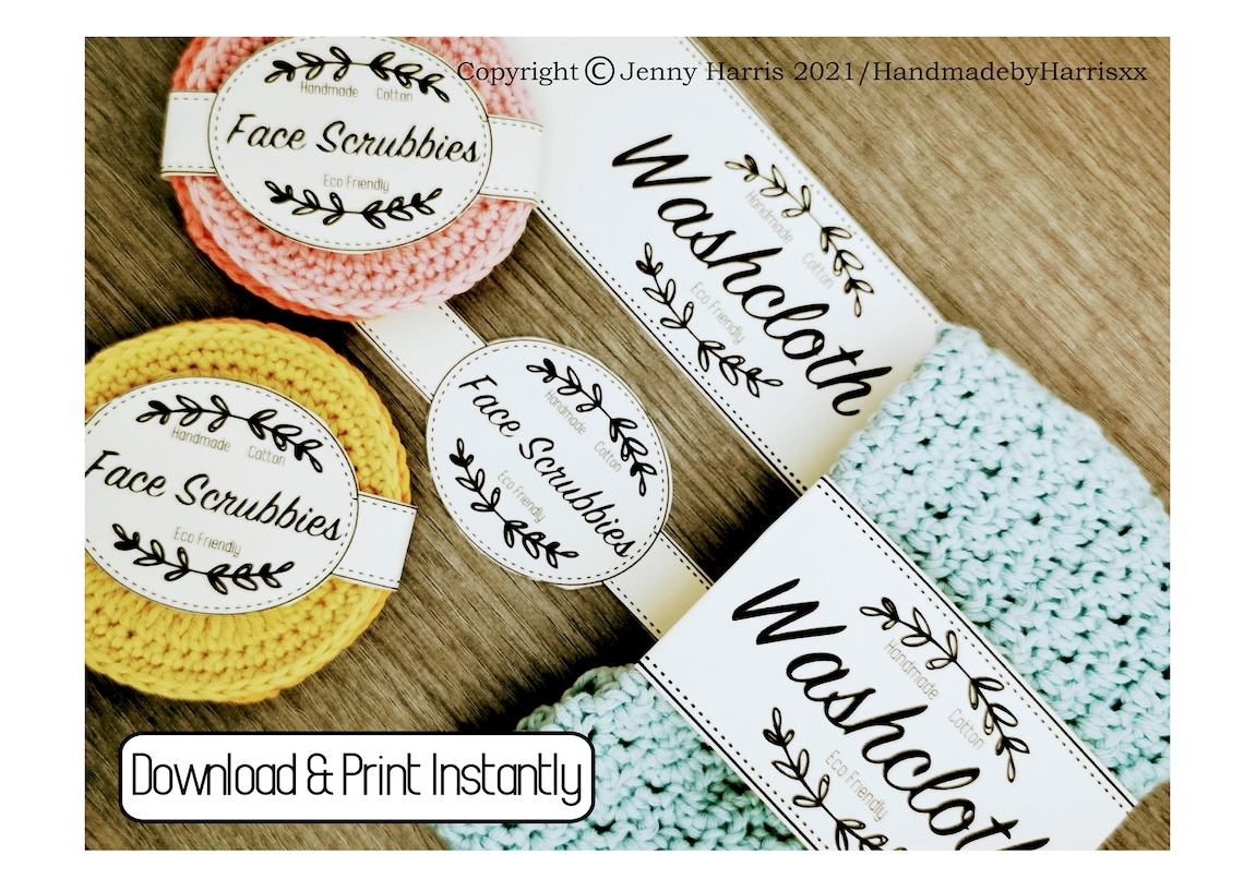 Facial Scrubbies and Washcloth Printable PDF Labels Tags / | Etsy