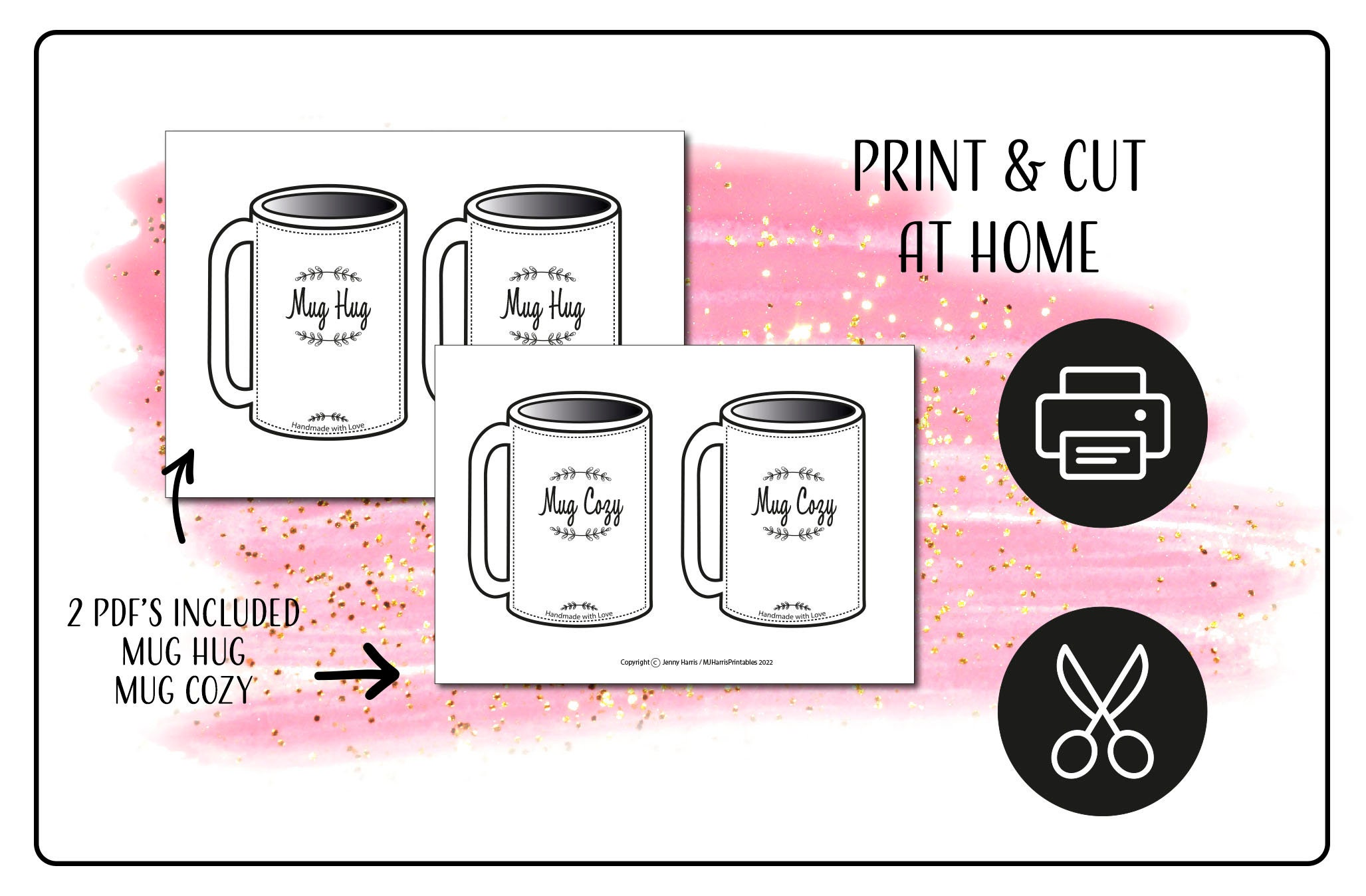 Mug Cozy / Mug Hug Template Display Card Label Print at Home | Etsy
