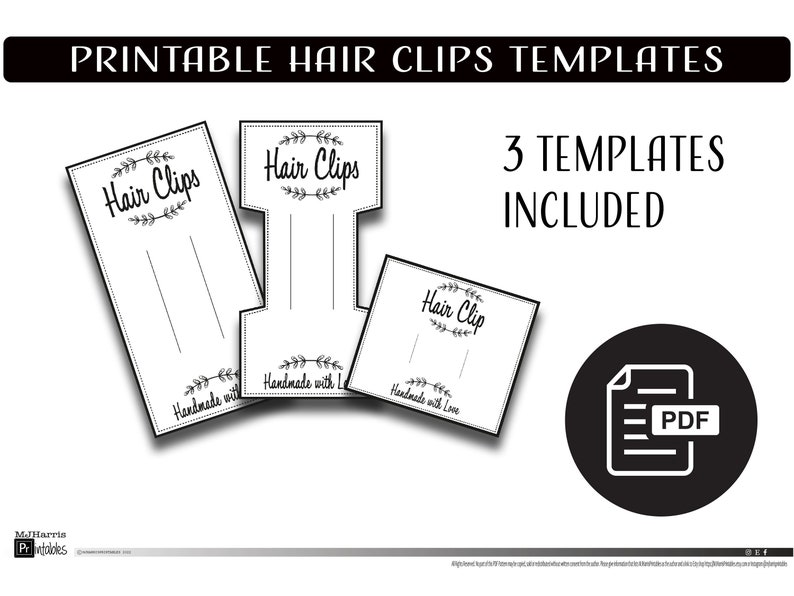 PRINTABLE Hair Clips Display Cards / Template / Tag / Label - Etsy