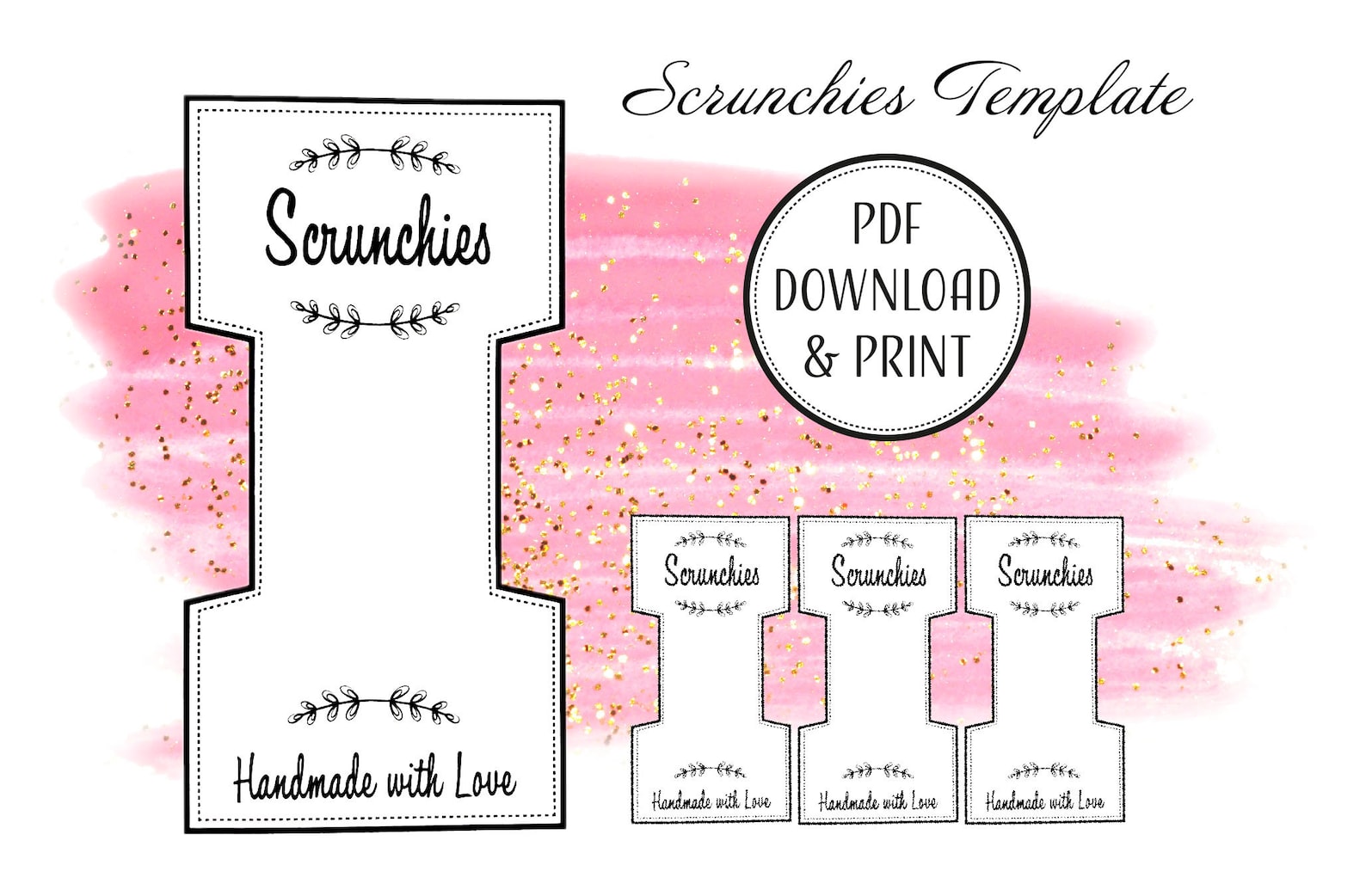 PRINTABLE Scrunchies TEMPLATE Display Card Scrunchie Label Tag - Etsy
