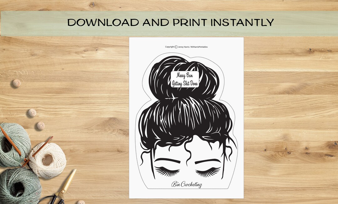 Printable Messy Bun Packaging Label Tag Headband Earwarmers Instant PDF ...