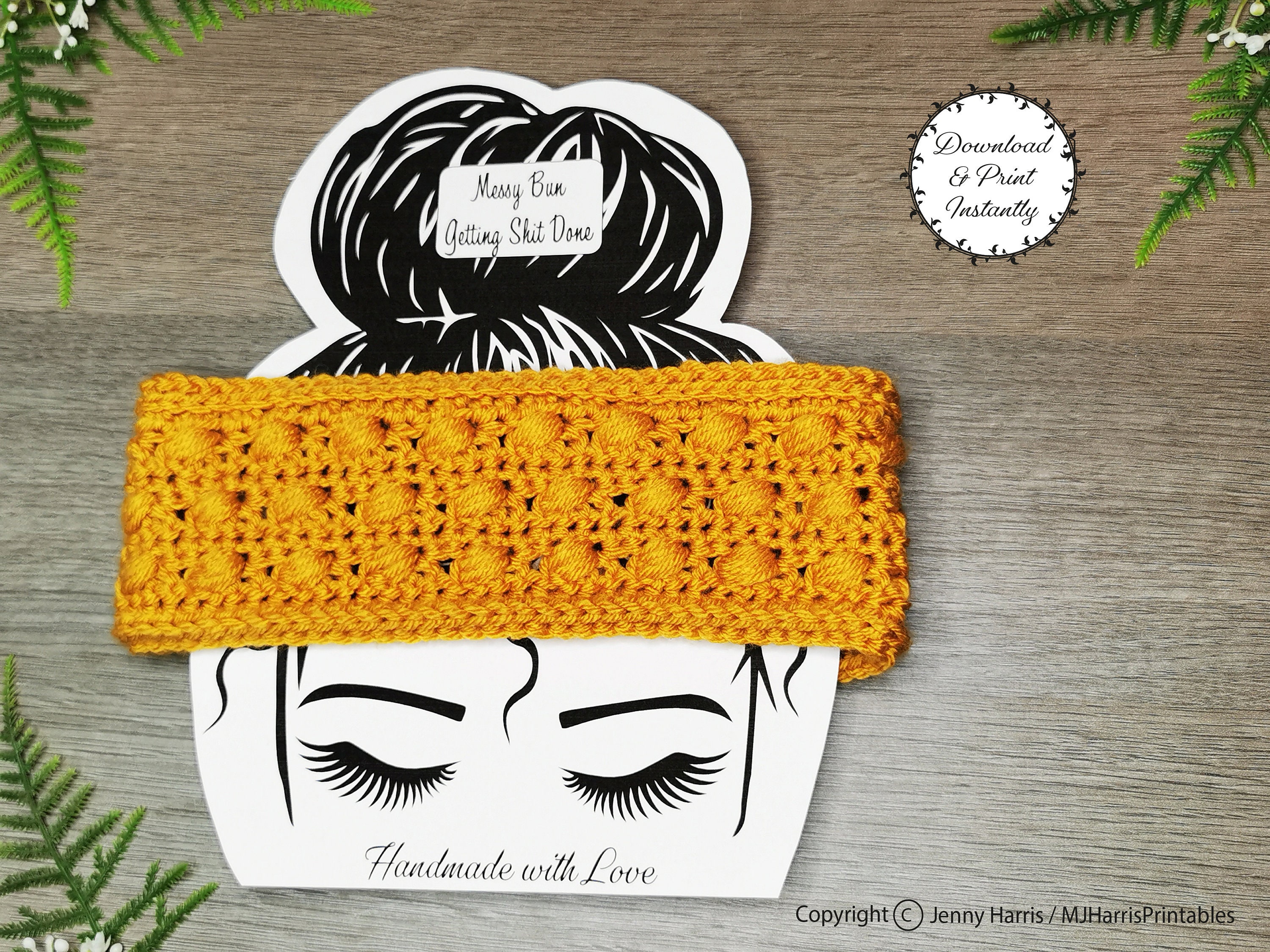 Printable Messy Bun Packaging Label Tag Headband Earwarmers | Etsy