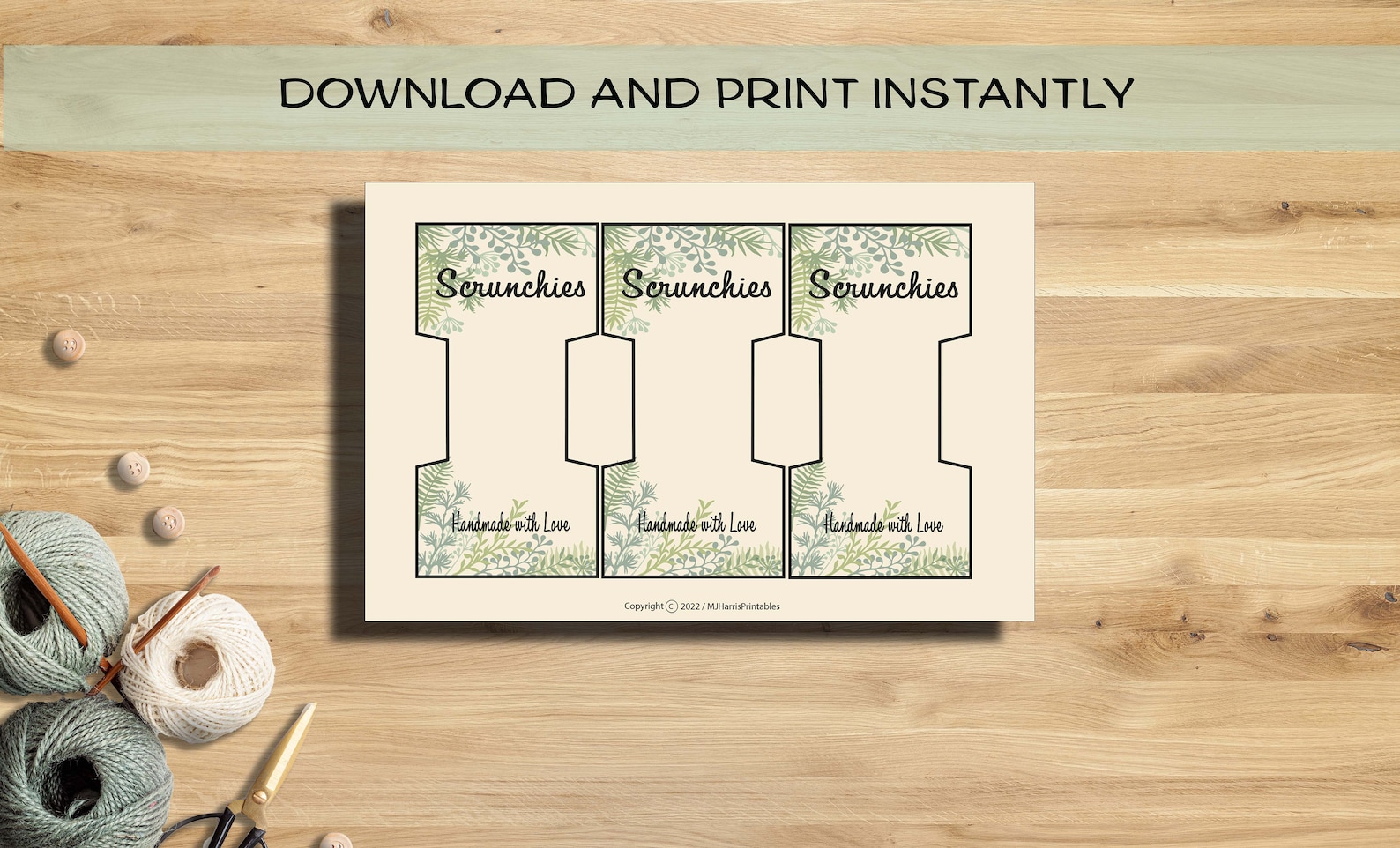 PRINTABLE Scrunchies Template Display Card Scrunchie Tag - Etsy