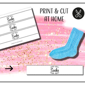 PRINTABLE Socks Labels / Tags / for Handmade Crochet Knitted Socks ...