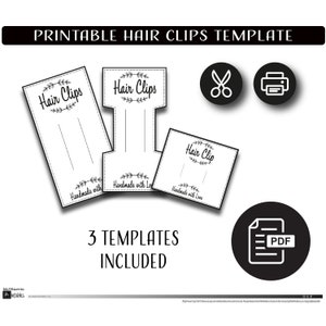 PRINTABLE Hair Clips Display Cards / Template / Tag / Label / PDF Print ...