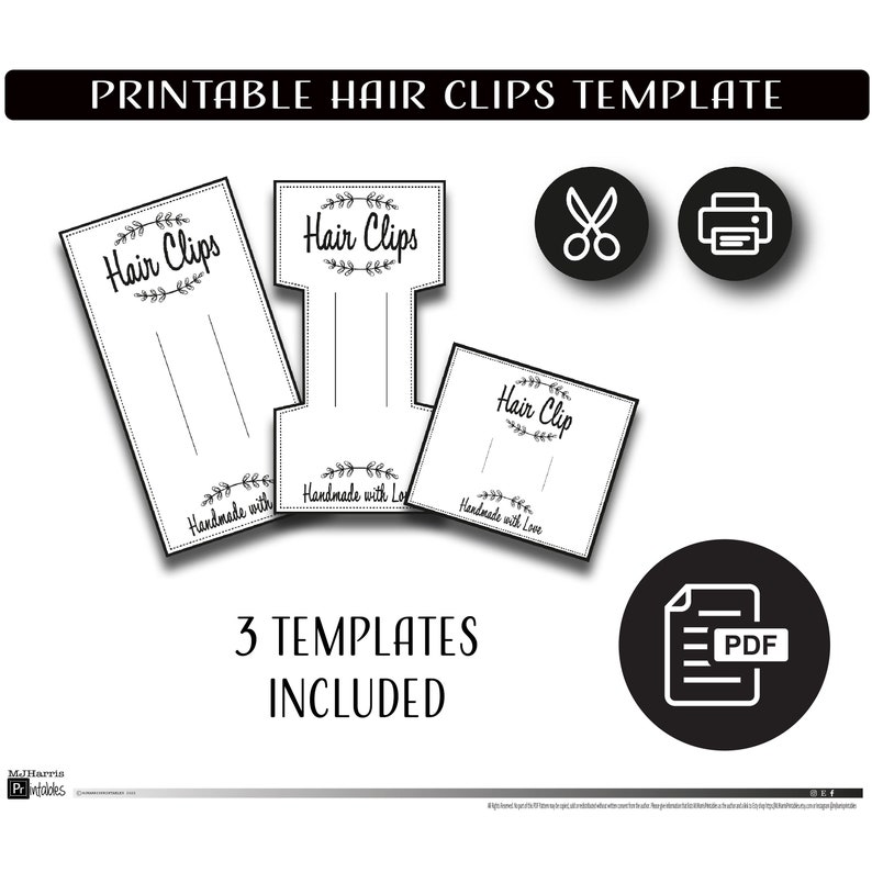 PRINTABLE Hair Clips Display Cards / Template / Tag / Label - Etsy